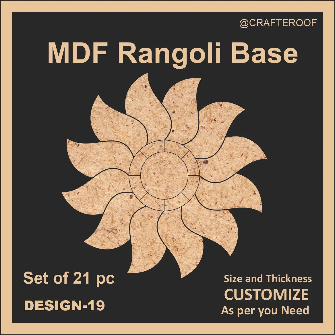 Mdf Rangoli Base - Design #19 – Crafteroof